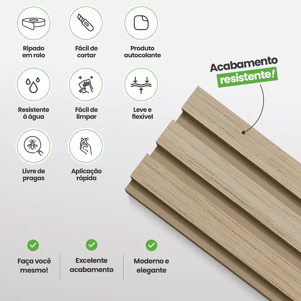 Painel Ripado Autocolante Madeto Carvalho 2,5m [ Rpdol 29 ] Meu Rodape